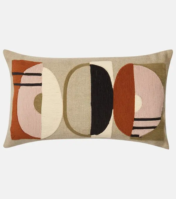 Jonathan Adler Embroidered Linen Cushion - Multicoloured