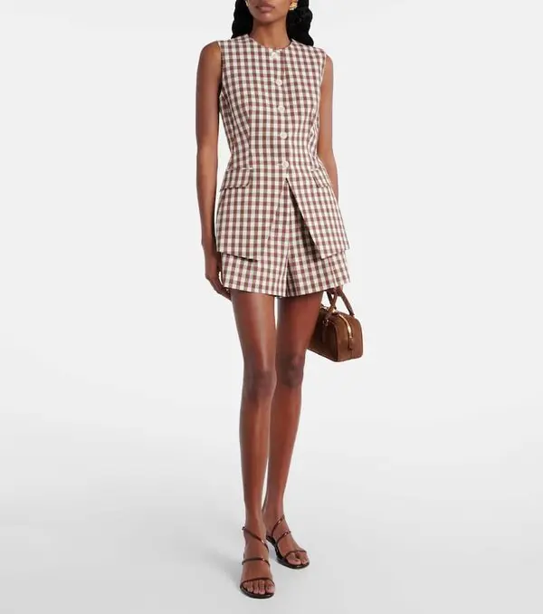Veronica Beard Lois Gingham Seersucker Top - Neutrals
