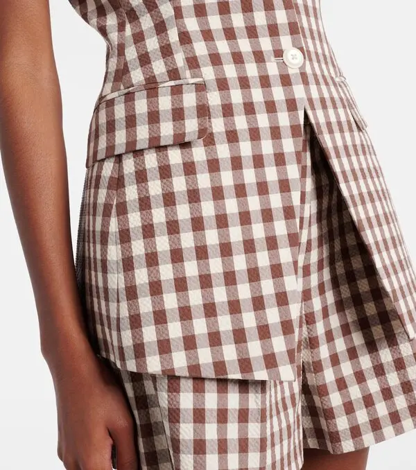 Veronica Beard Lois Gingham Seersucker Top - Neutrals