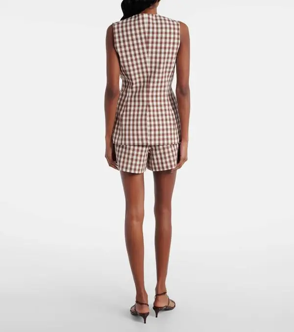 Veronica Beard Lois Gingham Seersucker Top - Neutrals