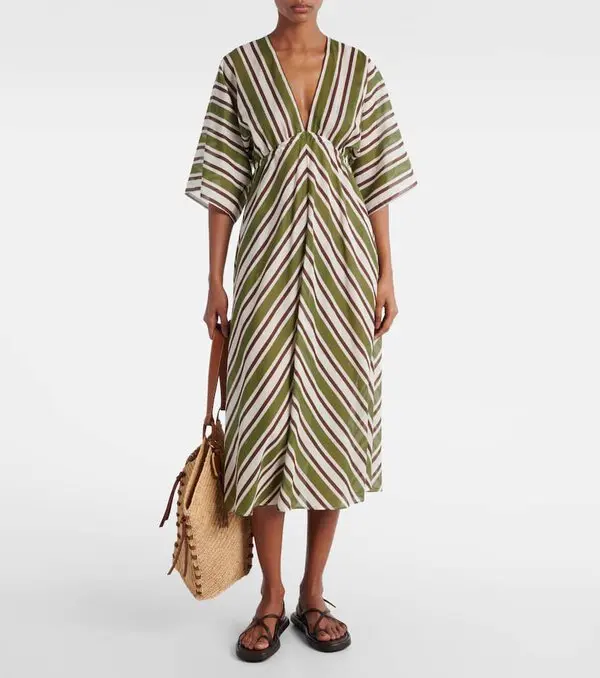 ERES Summer Striped Cotton Voile Kaftan