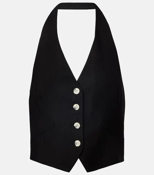 Veronica Beard Arabella Linen-blend Vest - Black