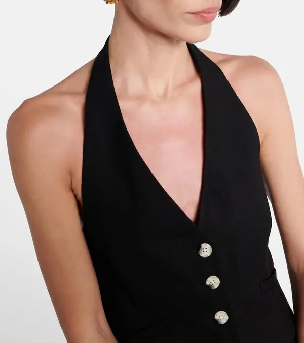 Veronica Beard Arabella Linen-blend Vest - Black