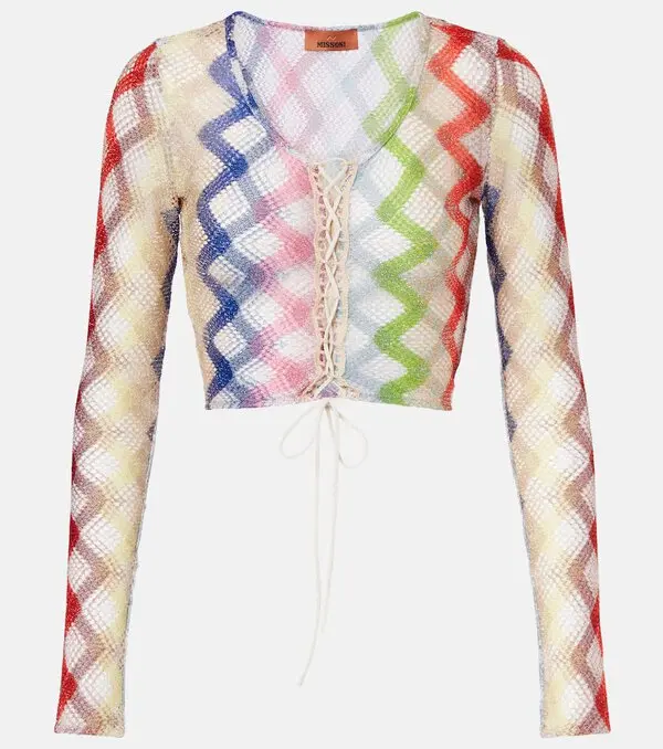 Missoni Zigzag Crochet Crop Top - Multicoloured