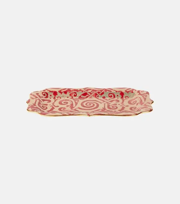 L'Objet X Fortuny Maori Porcelain Tray - Red