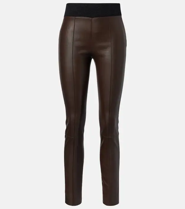 Brunello Cucinelli Leather Slim Pants - Brown