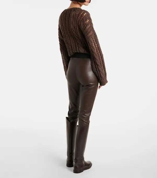 Brunello Cucinelli Leather Slim Pants - Brown