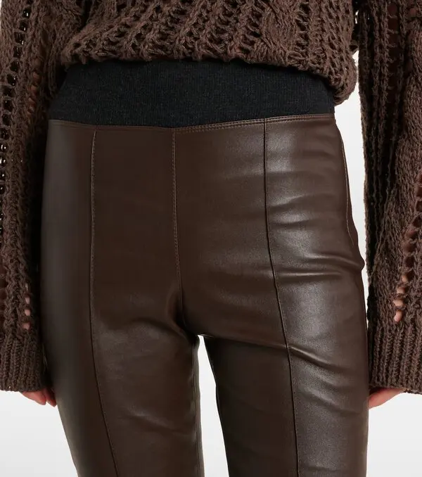 Brunello Cucinelli Leather Slim Pants - Brown