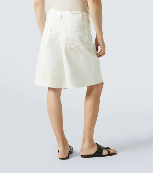 Dries Van Noten Embroidered Denim Bermuda Shorts