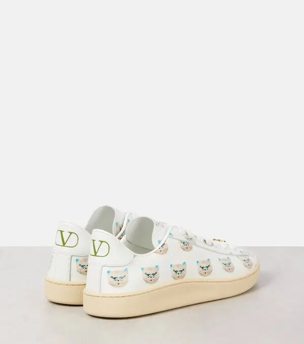 Valentino Garavani Royco Vlogo Printed Leather Sneakers - White