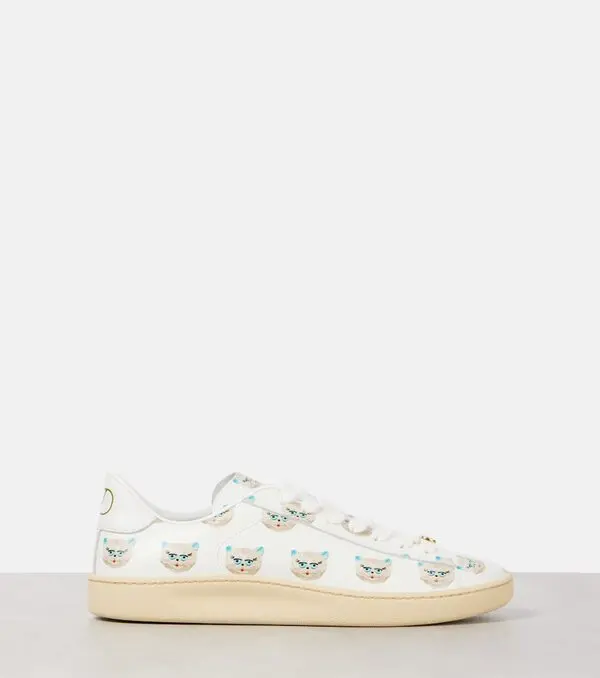 Valentino Garavani Royco Vlogo Printed Leather Sneakers - White