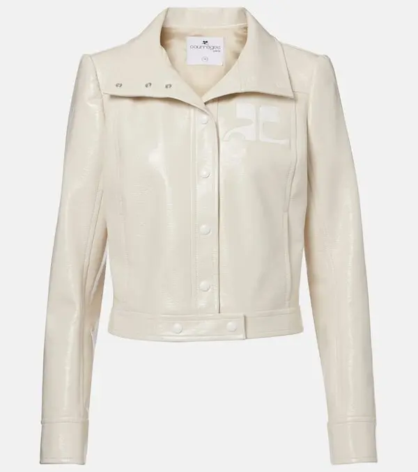 COURREGES Logo Faux Leather Jacket