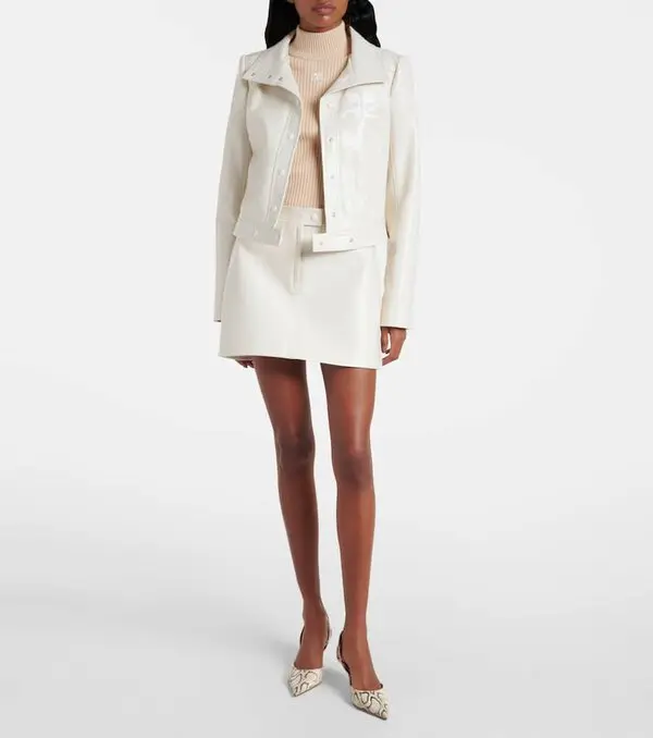 COURREGES Logo Faux Leather Jacket
