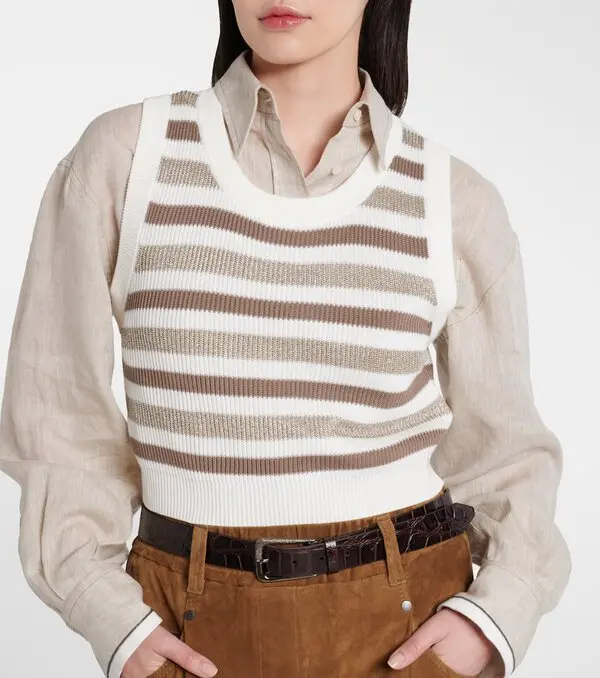 Brunello Cucinelli Striped Cotton Sweater Vest