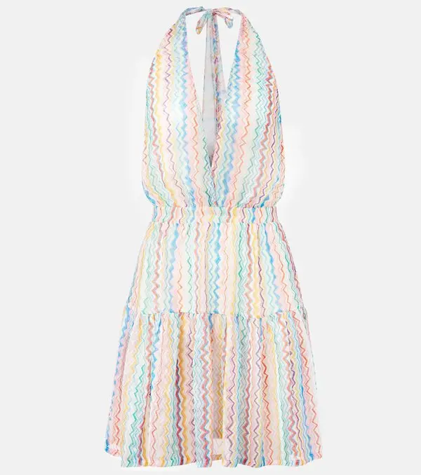 Missoni Zigzag Sheer Halterneck Minidress - Multicoloured
