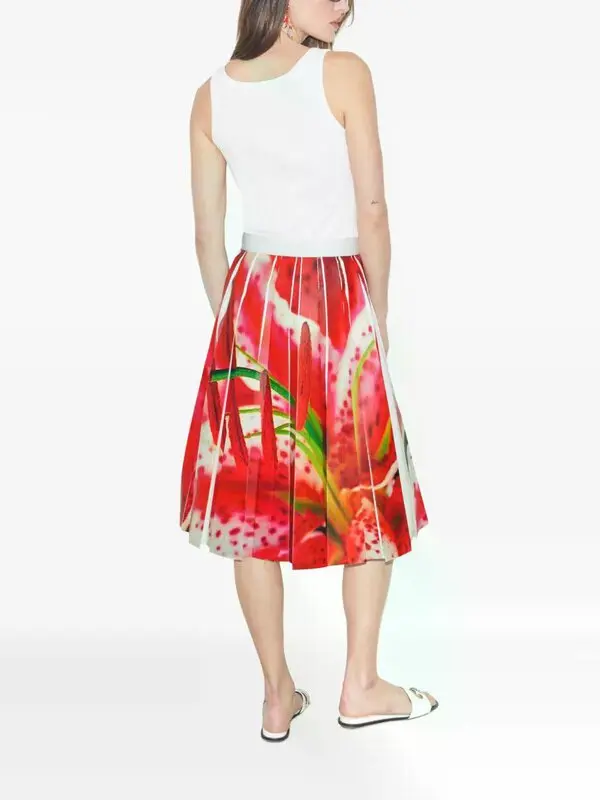 Tory Burch Floral-print Pleated Skirt - Red