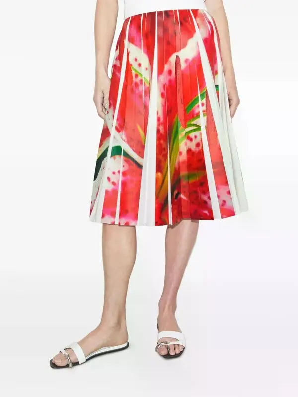 Tory Burch Floral-print Pleated Skirt - Red