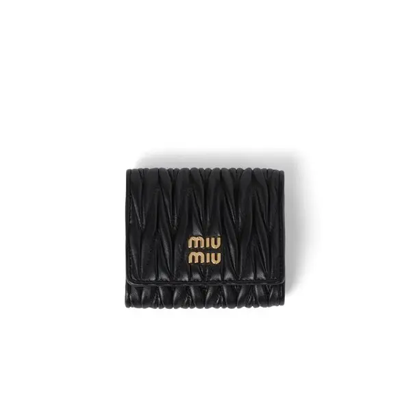 Miu Miu Small Matelassé Nappa Leather Wallet - Black