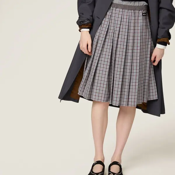 Miu Miu Pleated Check Skirt