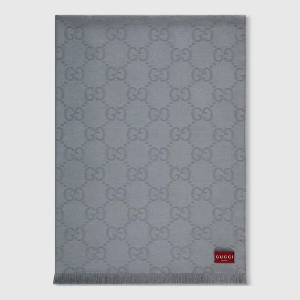 Gucci Gg Wool Silk Jacquard Blanket - Grey