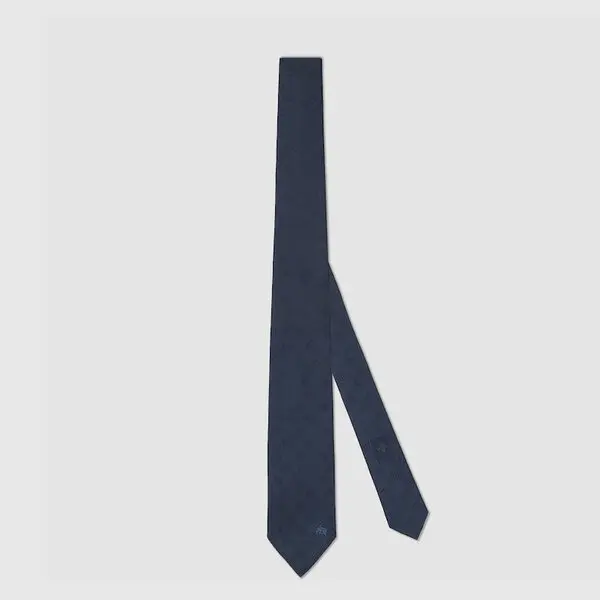 Gucci Equestrian Silk Jacquard Tie - Blue