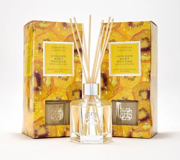 HOMEWORX BY SLATKIN + CO. S/2 Golden Kiwi Reed Diffusers - One-color