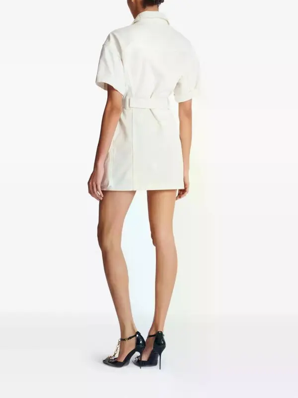 Balmain Mini Lace-up Canvas Dress - White