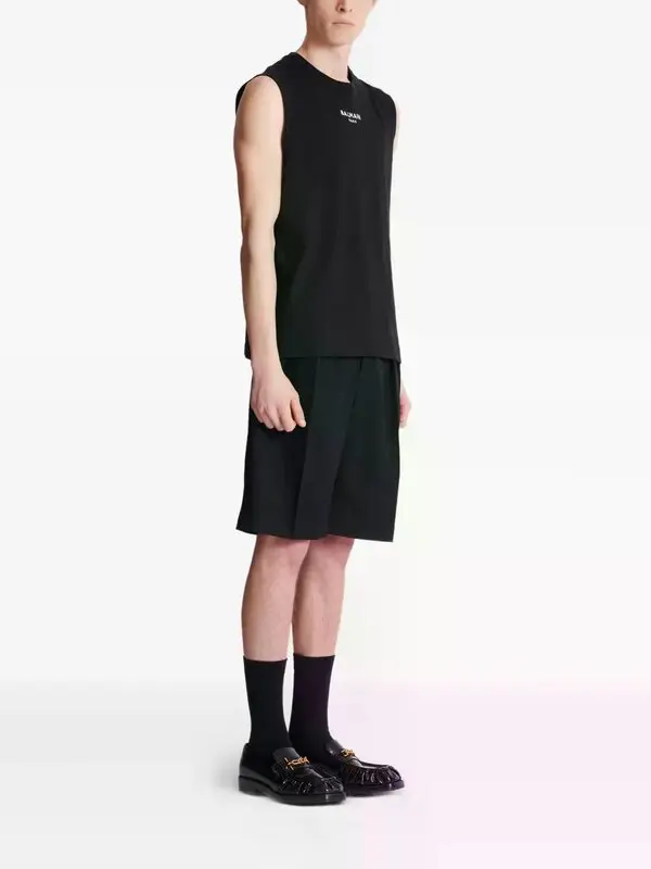 Balmain Logo-embroidered Tank Top - Black