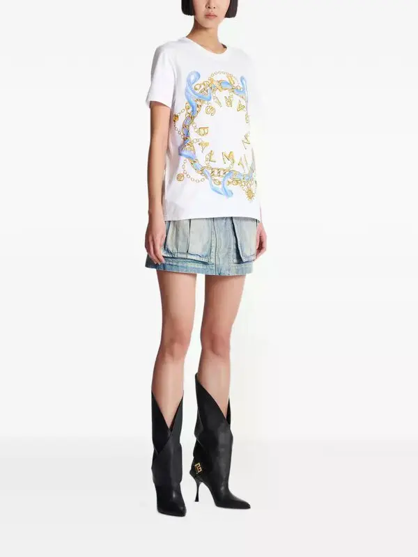Balmain Chain-print Cotton T-shirt
