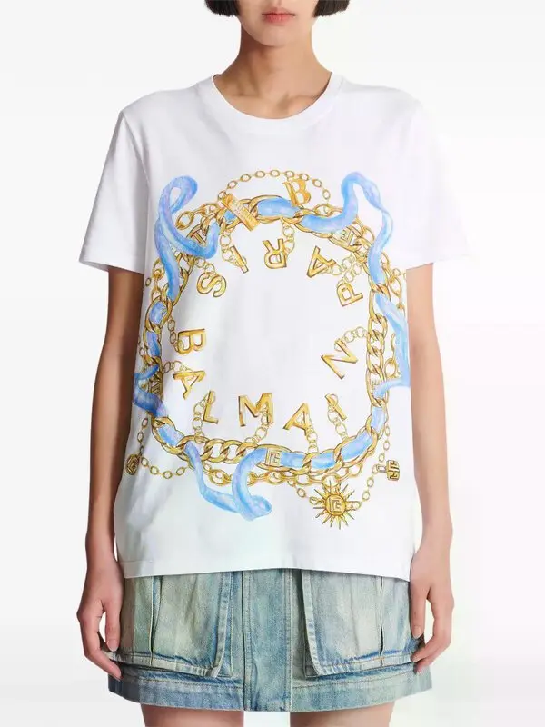 Balmain Chain-print Cotton T-shirt