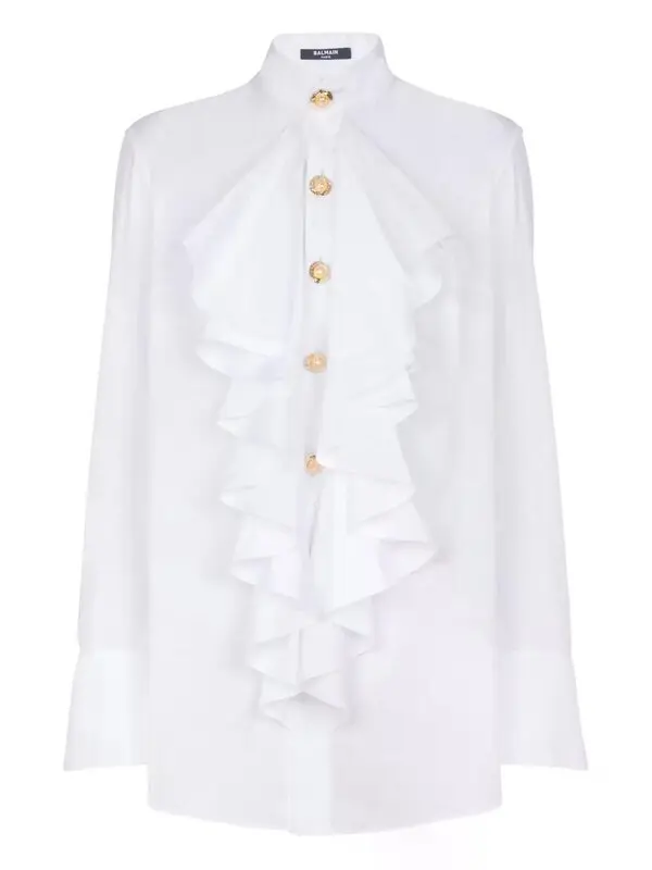 Balmain Ruffled Poplin Shirt