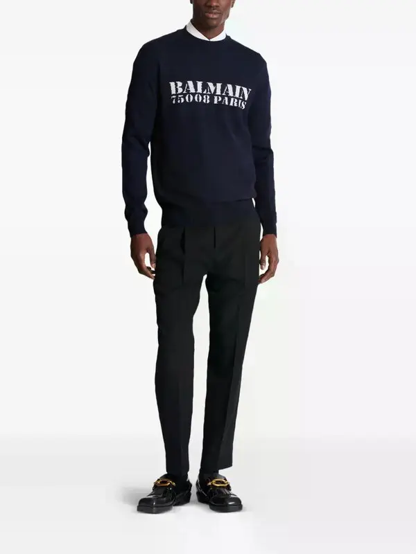 Balmain Logo Intarsia-knit Jumper