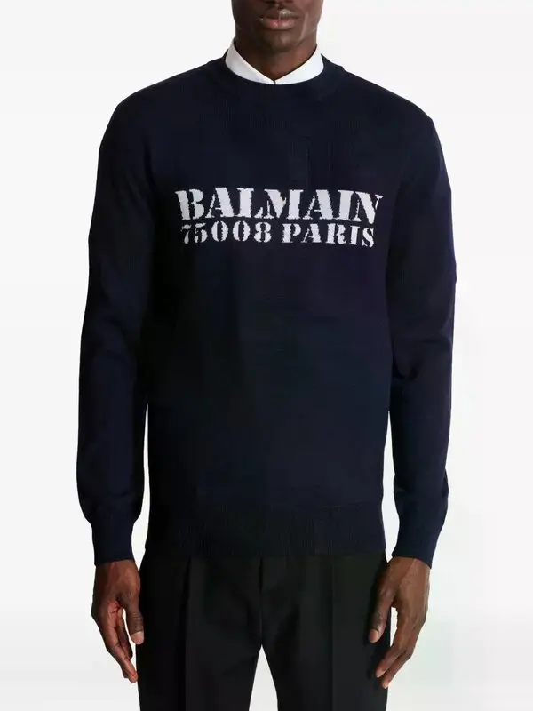 Balmain Logo Intarsia-knit Jumper