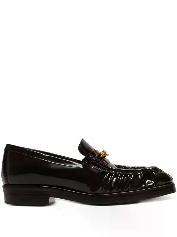 Balmain Glazed Leather Loafers - Black
