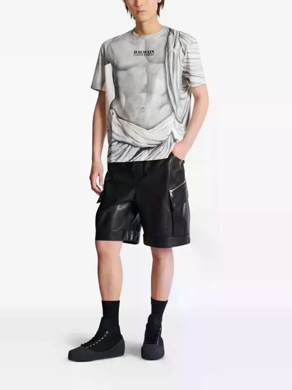 Balmain Logo Statue-print Cotton T-shirt