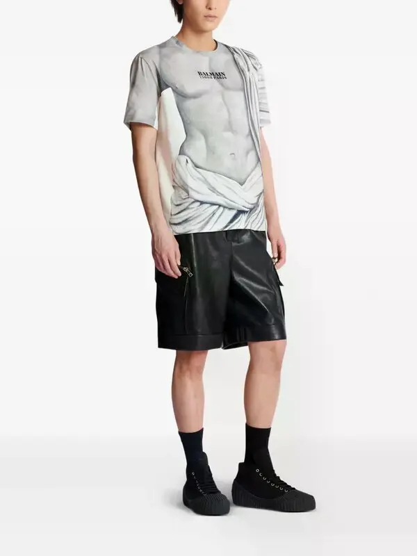 Balmain Logo Statue-print Cotton T-shirt