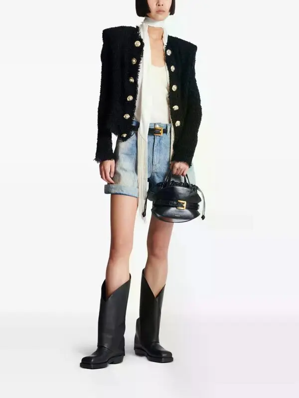 Balmain Edge-to-edge Tweed Jacket - Black