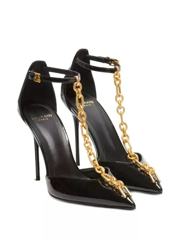 Balmain Sync Patent Leather Pumps - Black