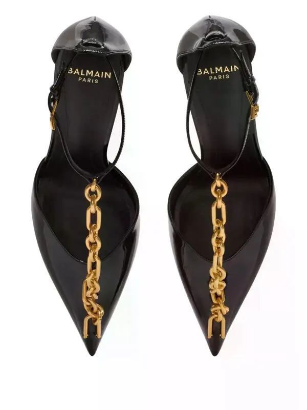 Balmain Sync Patent Leather Pumps - Black