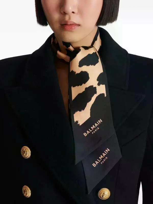 Balmain Leopard-print Silk Bandana
