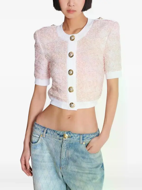 Balmain Cropped Cardigan - Pink