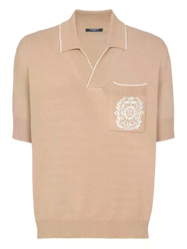 Balmain Embroidered Polo Shirt - Neutrals