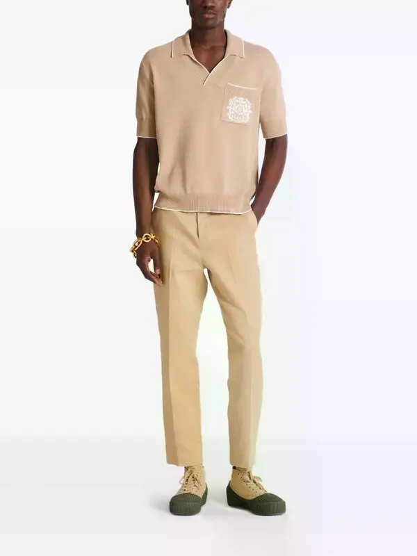 Balmain Embroidered Polo Shirt - Neutrals
