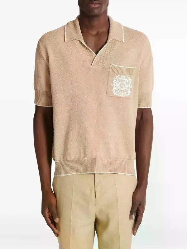 Balmain Embroidered Polo Shirt - Neutrals
