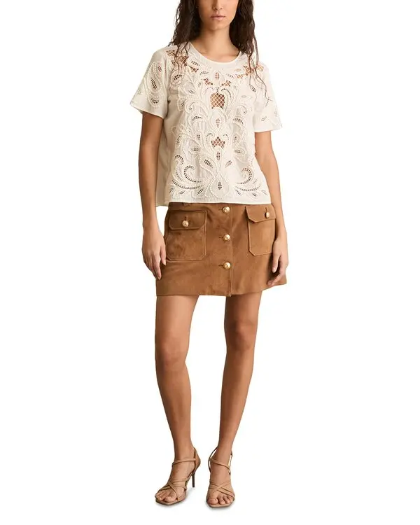 REISS Iyla Floral Cut Out Top - Ivory