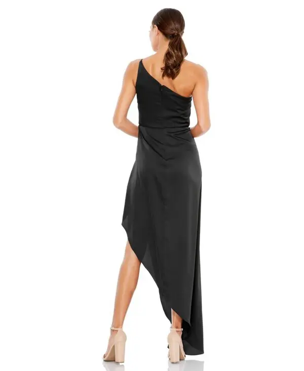 Mac Duggal One-shoulder Hi-low Charmeuse Dress