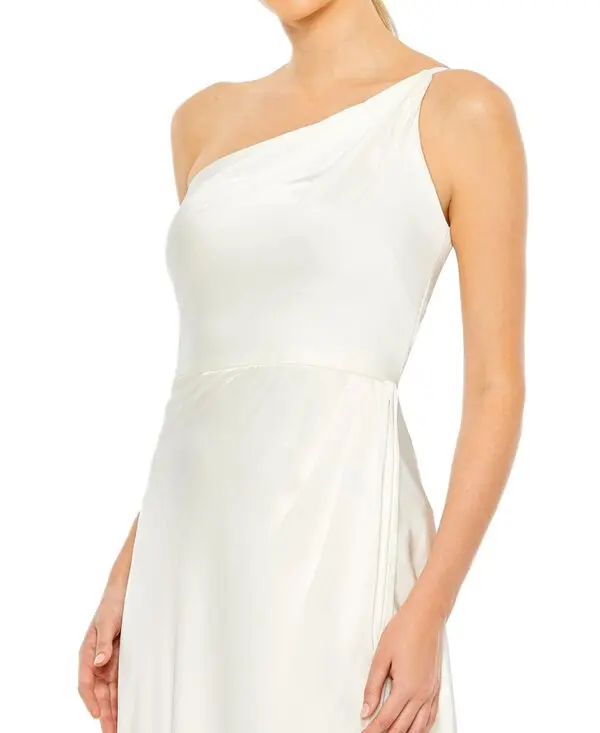 Mac Duggal One-shoulder Hi-low Charmeuse Dress