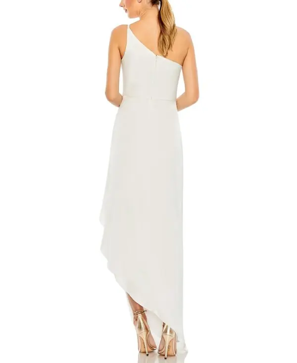 Mac Duggal One-shoulder Hi-low Charmeuse Dress