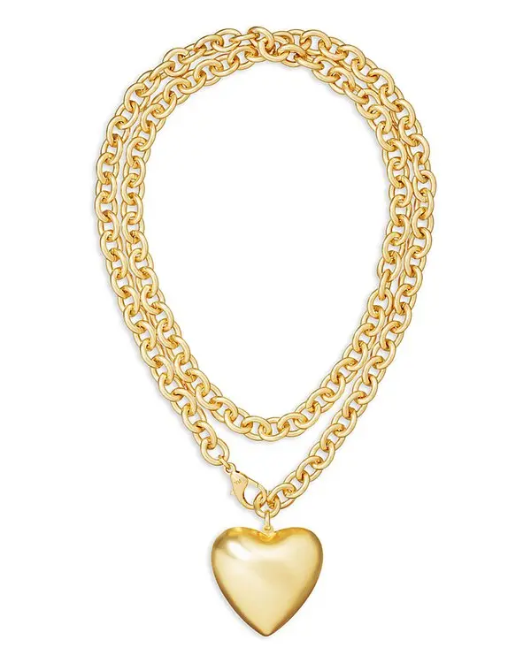 ROXANNE ASSOULIN Puffy Heart Pendant Necklace - Gold