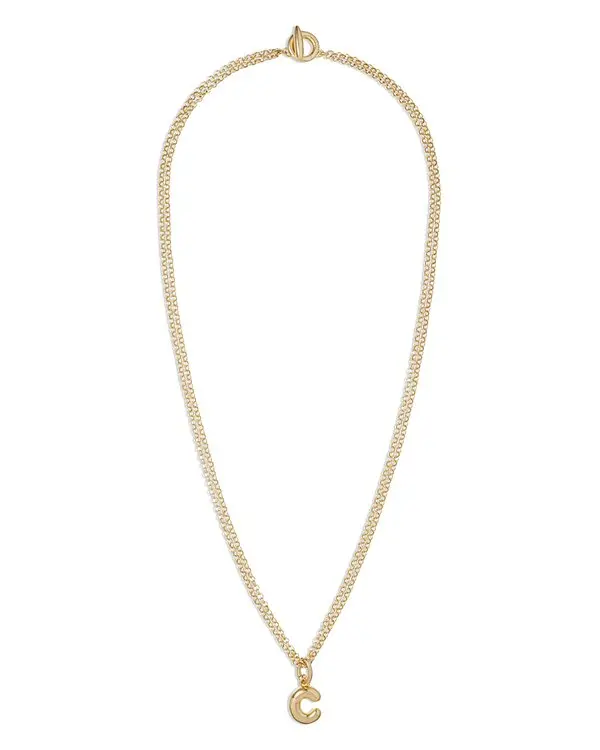 ROXANNE ASSOULIN Puffy Initial Double Chain Pendant Necklace - C